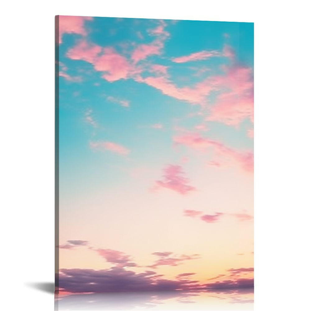 GOSMITH Tropical Tree Ferris Wheel Wall Art, Pastel Blue Pink Cloudy ...