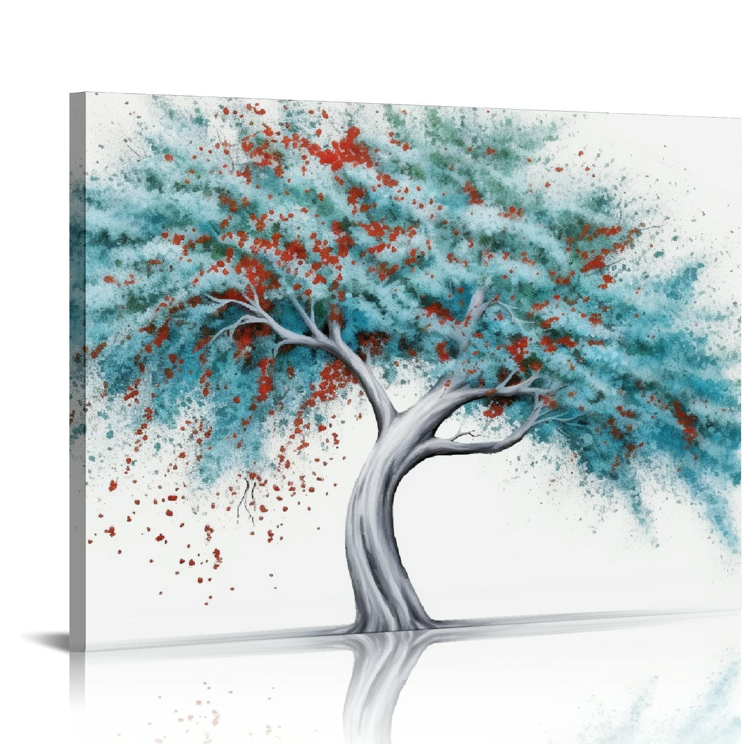 GOSMITH Turquoise Blush Tree Canvas Wall Decor by Artist Ashvin ...