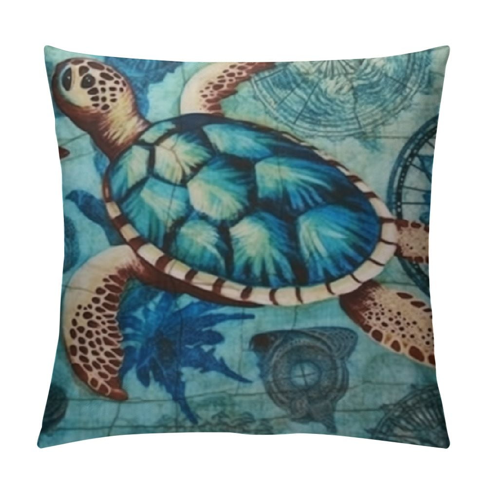 GOSMITH Turtle Body Pillow Cover Nautical Marine Blue Sea Turtles ...