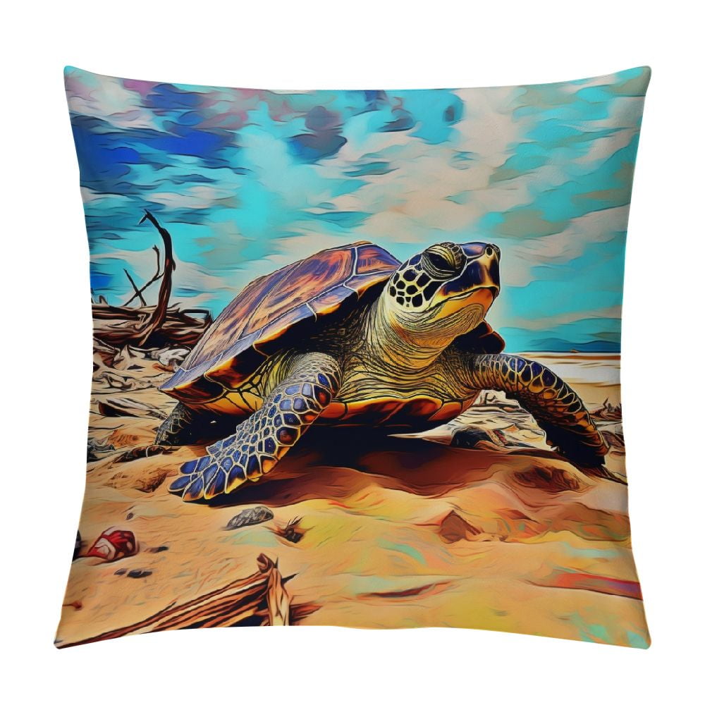 GOSMITH Turtle Pillow Covers Sea Turtle Decor, Coastal Pillow Covers ...
