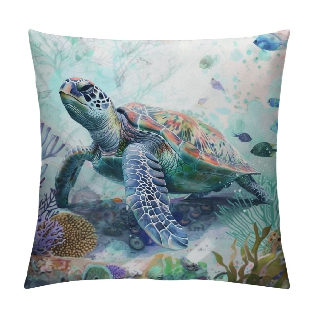 GOSMITH Turtles Corals Pillowcases Soft Bed Throw Pillow Covers Sham ...