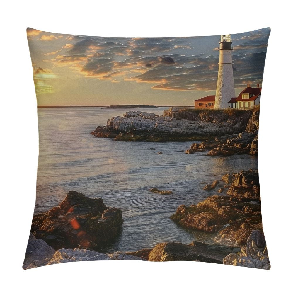 GOSMITH United States Throw Pillow Cushion Cover, Maine River Portland ...