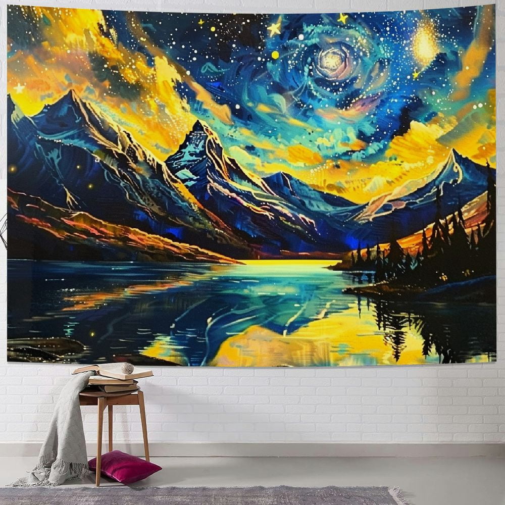 GOSMITH Van Gogh Tapestry Starry Night Tapestries Trippy Mountain ...