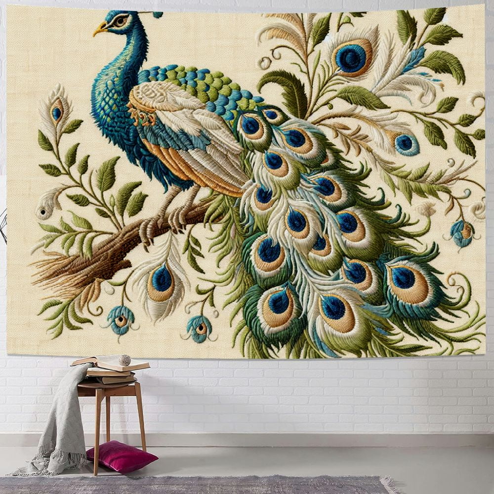 GOSMITH Vintage Blue Elegant Colorful Peacock Double Side Tapestry ...