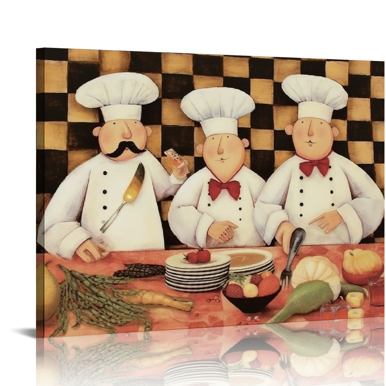 GOSMITH Vintage Chefs Checkered Kitchen Canvas Wall Art - Walmart.com