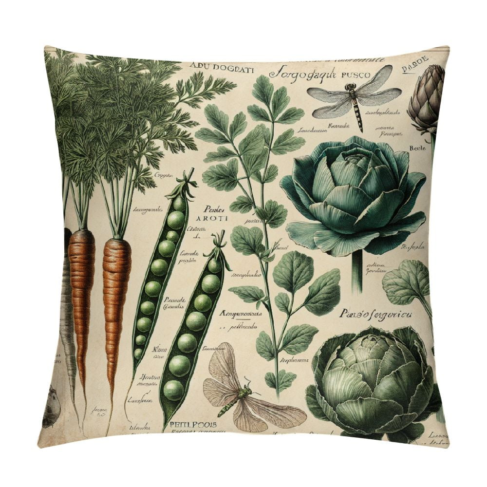 Leisuo Vintage French Vegetable Throw Pillow Cover Carrots Fresh ...