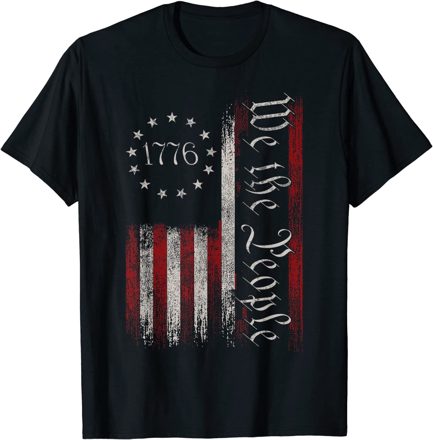 Leisuo Vintage Old American Flag Patriotic 1776 We The People USA T ...