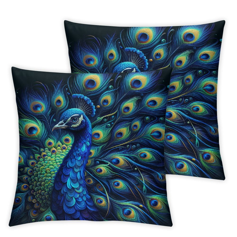 GOSMITH Vintage Peacock Feather Short Plush Pillowcase Set of 2 for Car ...
