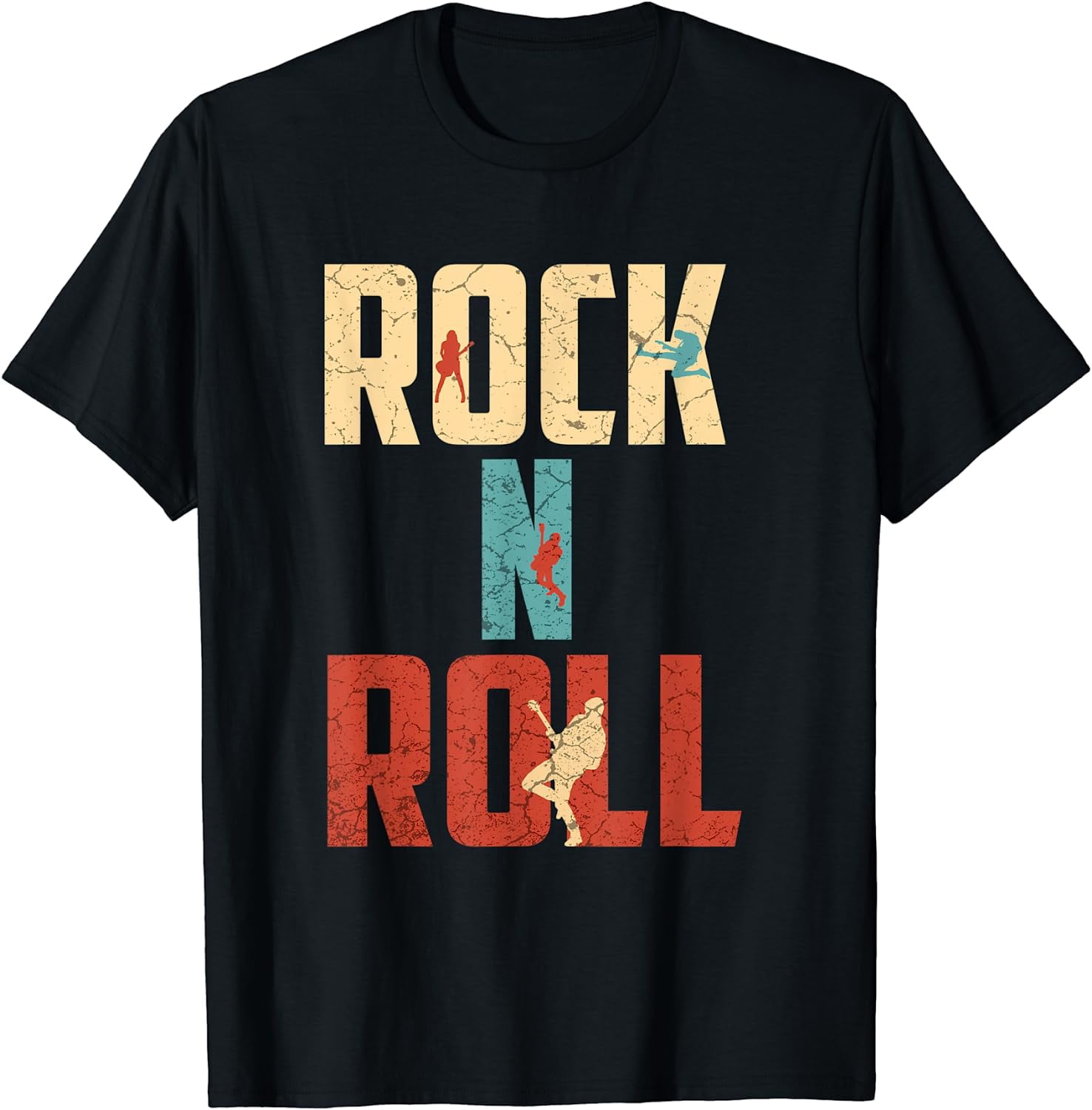 Leisuo Vintage Rock and Roll Music Retro Rock'n'Roll T-Shirt 141241 ...