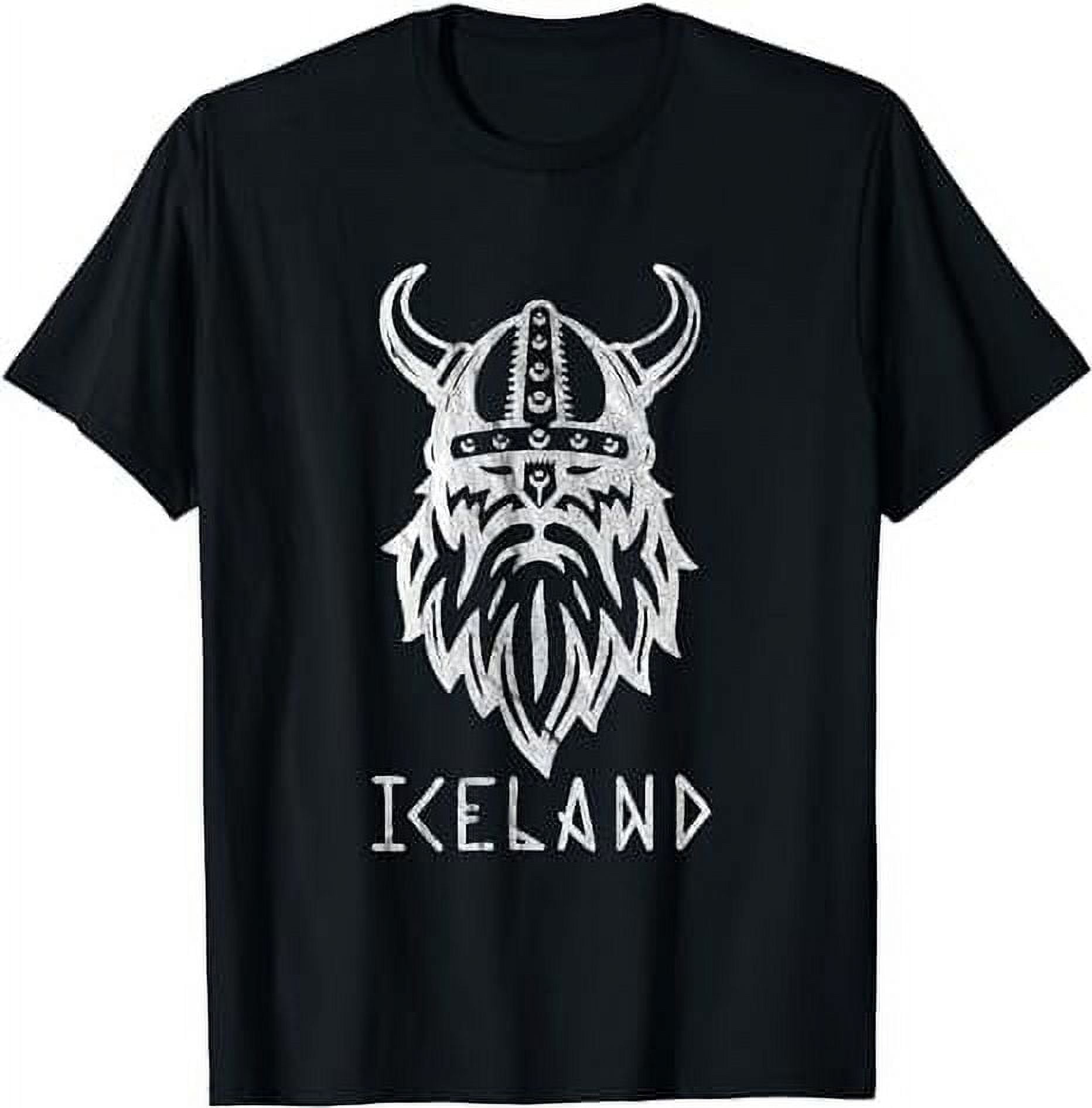 Leisuo Vintage Viking of Iceland T-Shirt Classic Fit 100% Cotton Round ...