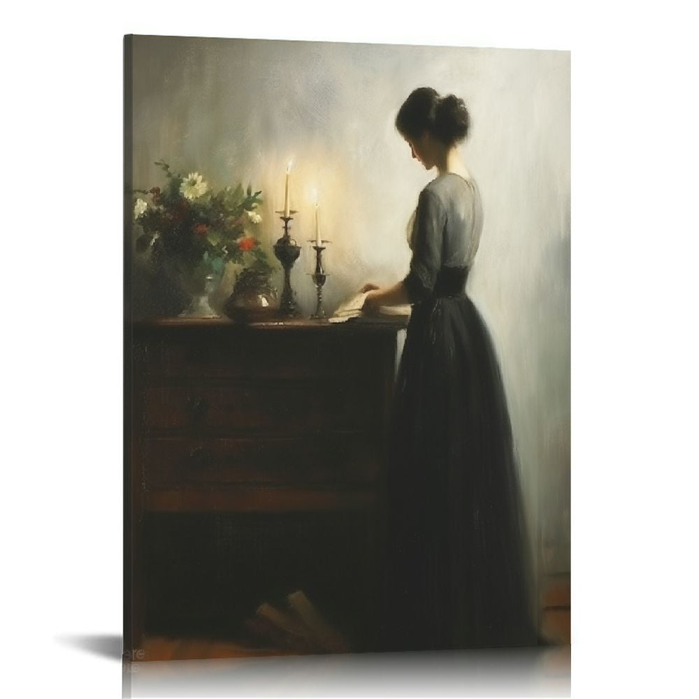 GOSMITH Vintage Wall Art Decor Women Backing Portrait Wall Painting ...