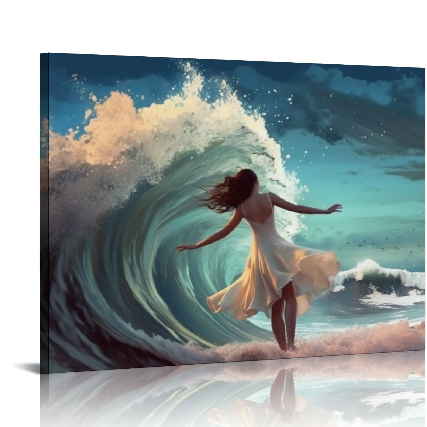 GOSMITH Wall Art Dance Girl Waves Dancing Picture Big Wave Wall Art ...