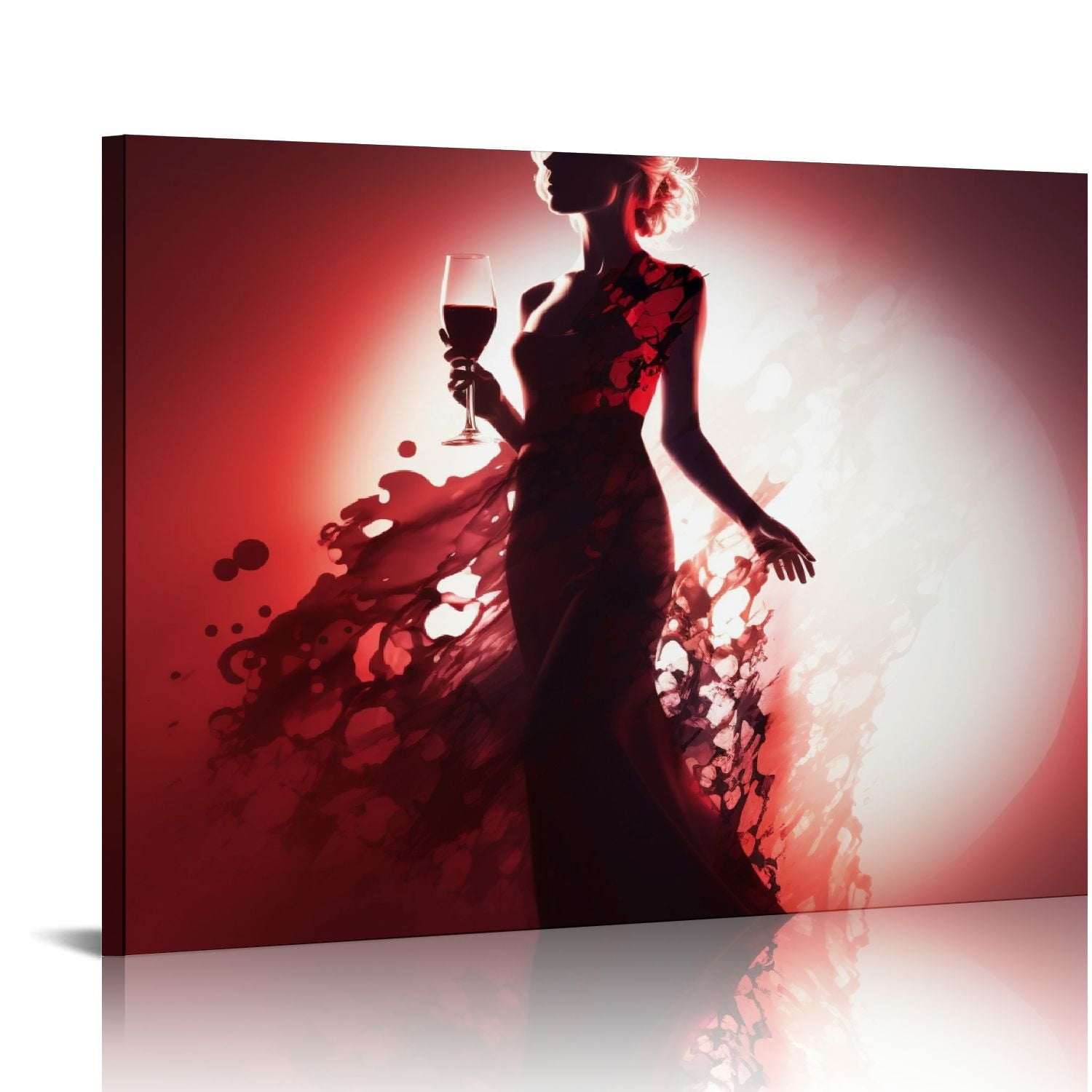 GOSMITH Wall Art Modern Abstract Red Wine Splashing into Glass Oil ...