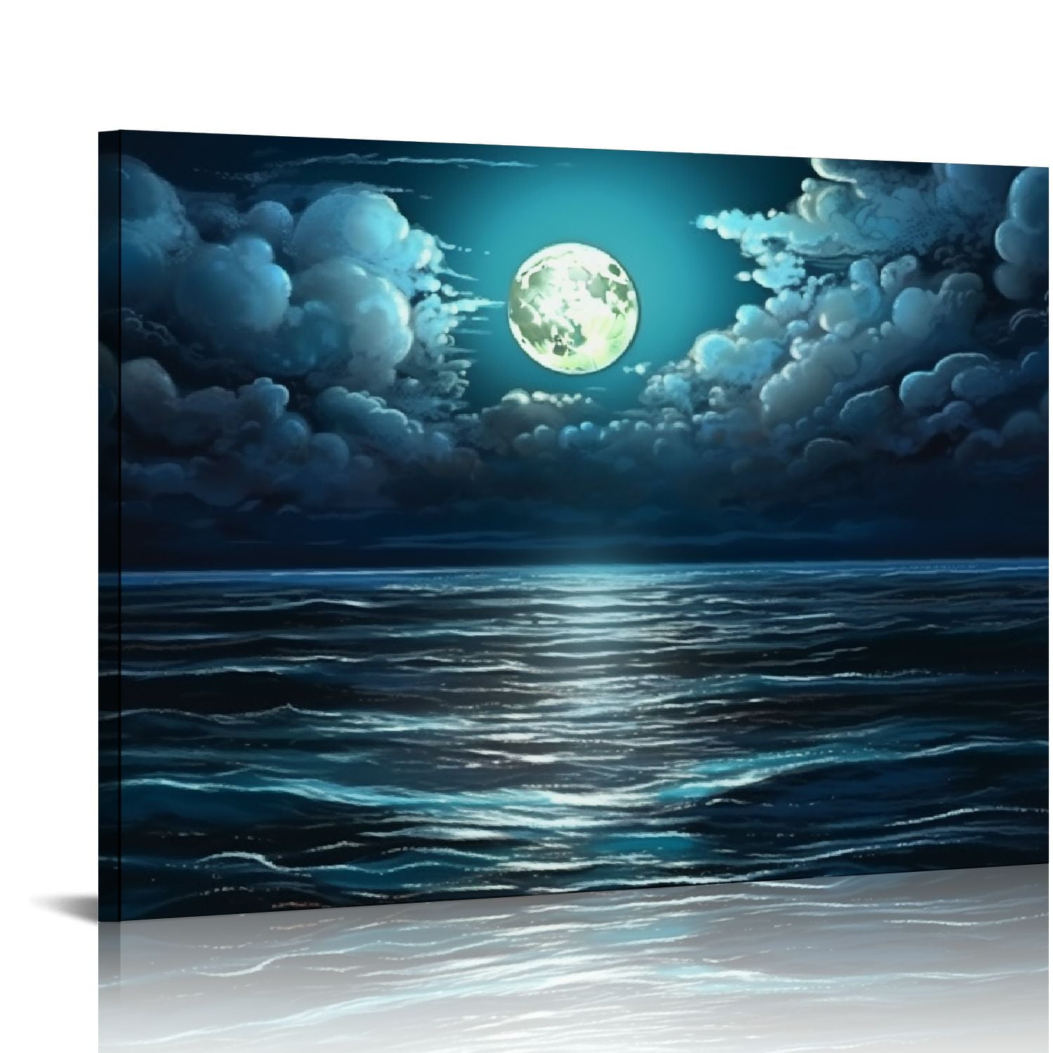 GOSMITH Wall Art Moon Sea Ocean Landscape Picture Canvas Wall Art Print ...