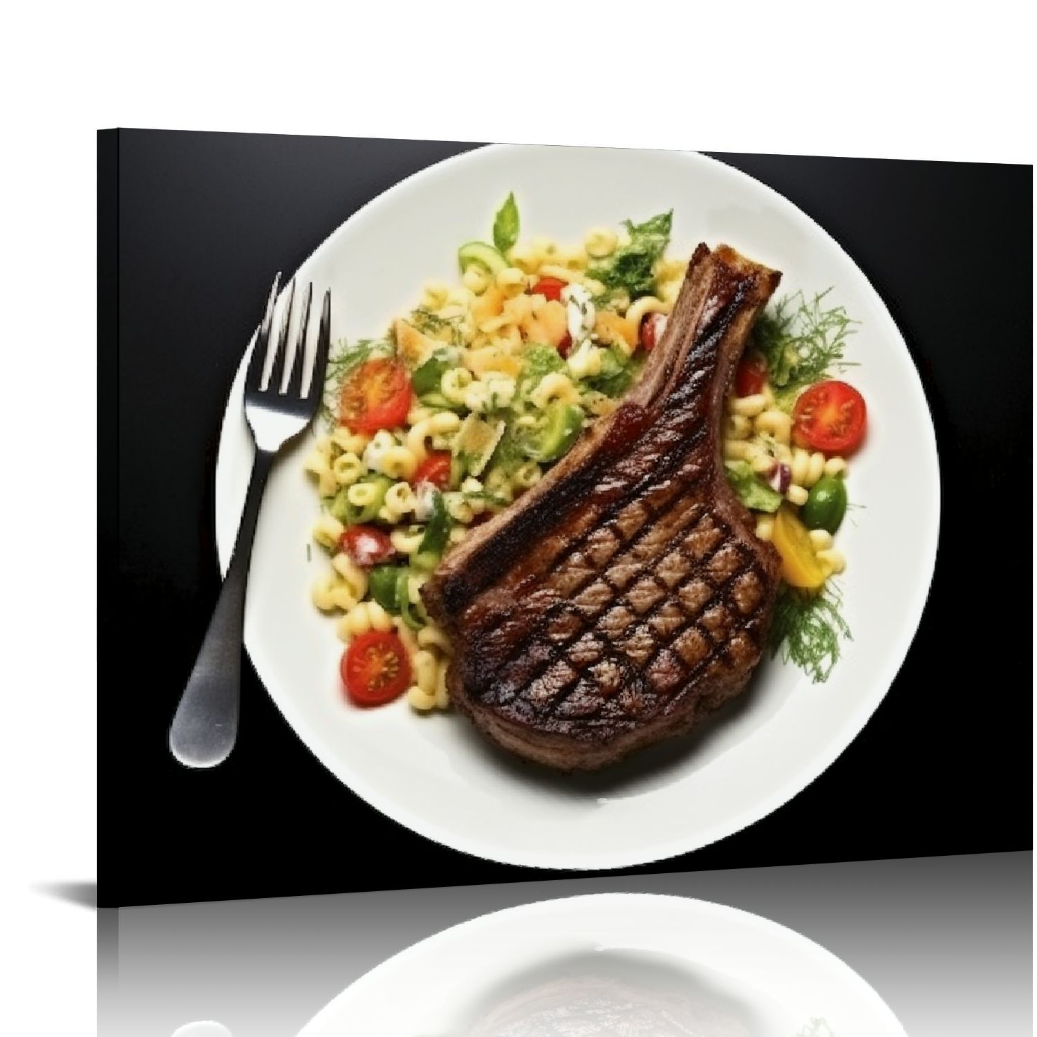 GOSMITH Wall Art Picture on Canvas Rib Eye Steak with Macaroni and ...