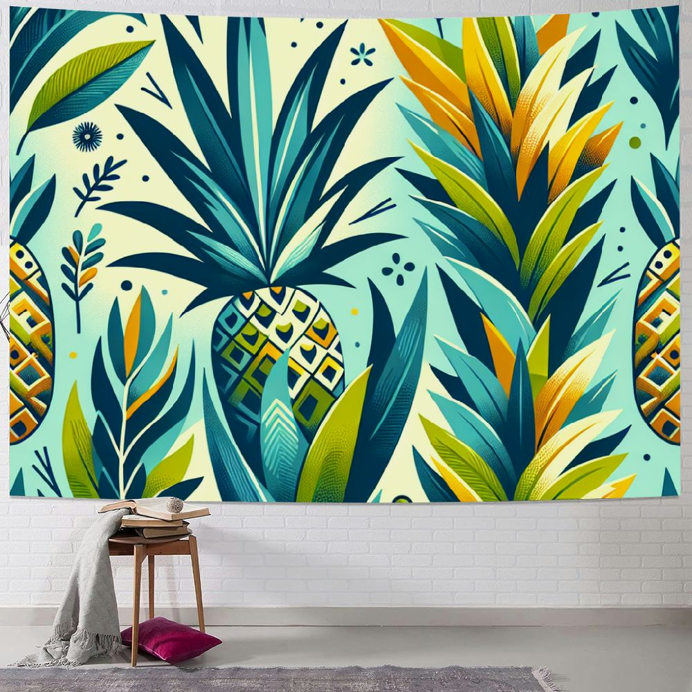 GOSMITH Wall Art Tapestry Pineapple Blue Palm Leaves Body Closure ...