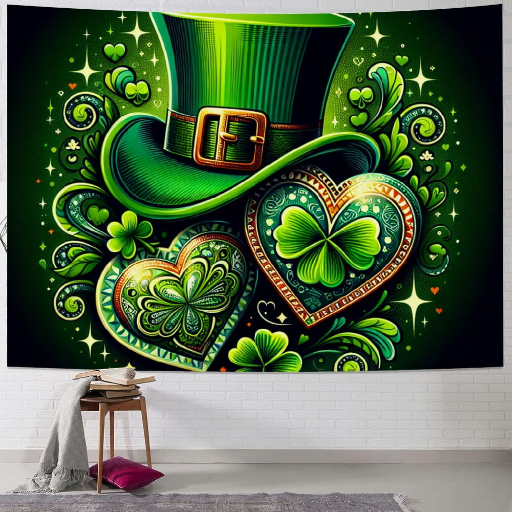 GOSMITH Wall Art Tapestry St. Patrick's Four-Leaf Clover Lucky Midget ...