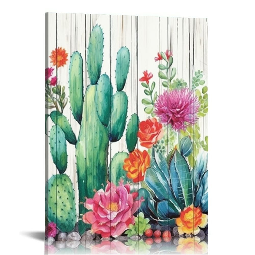 GOSMITH Wall Art Watercolor Tropical Plant Desert Cactus Canvas Print ...