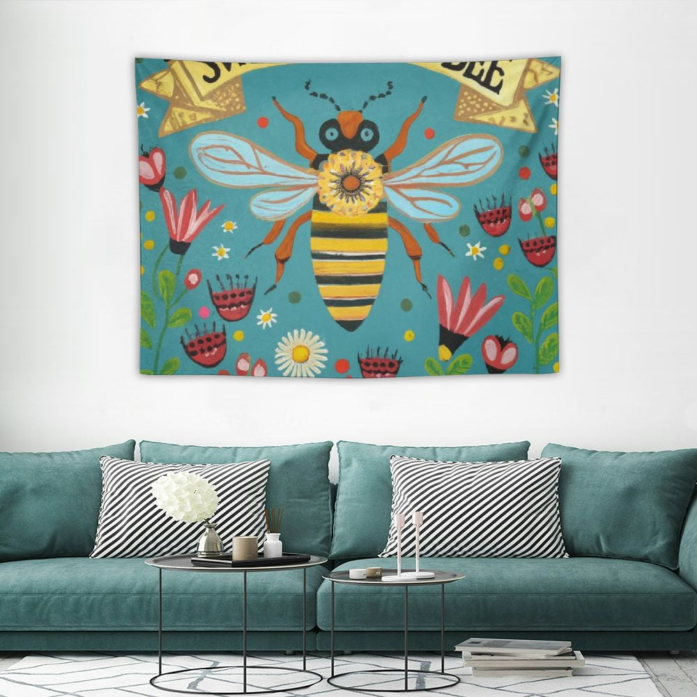 GOSMITH Wall Hanging Bedding Tapestry Cartoon Bee Honeycomb Branches ...