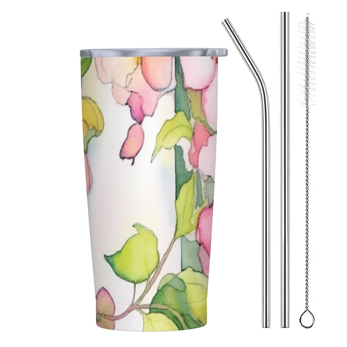 GOSMITH Watercolor Apple Flower Floral Water Bottle with Straw Lid ...