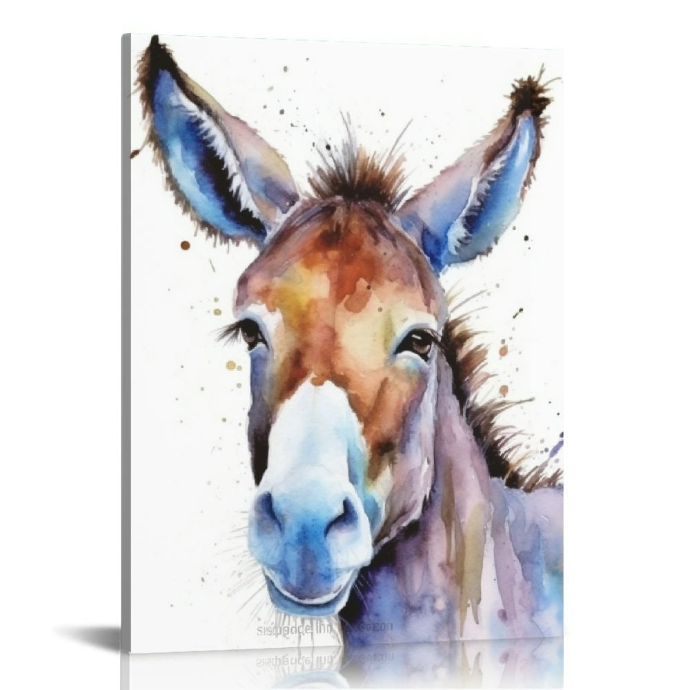 GOSMITH Watercolor Donkey Wall Art Décor for Farmhouse, Animals ...