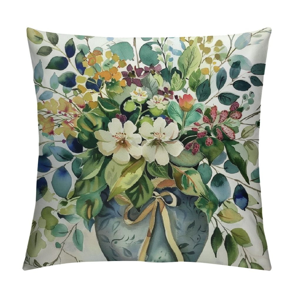 Leisuo Watercolor Eucalyptus Leaves Pillow Covers, Spring Summer Plant ...