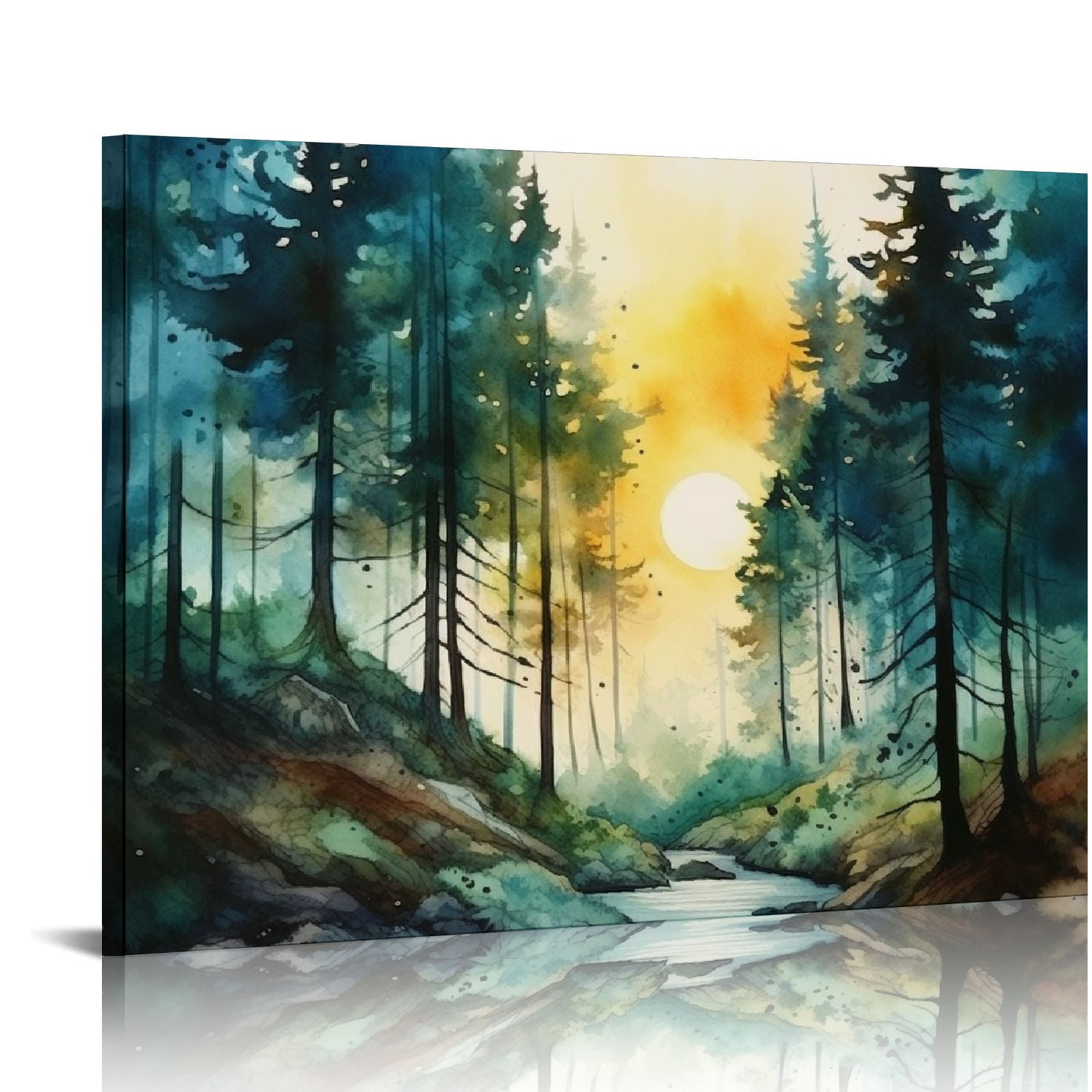 GOSMITH Watercolor Forest Poster,Green Trees Wall Art,Nature Serenity ...