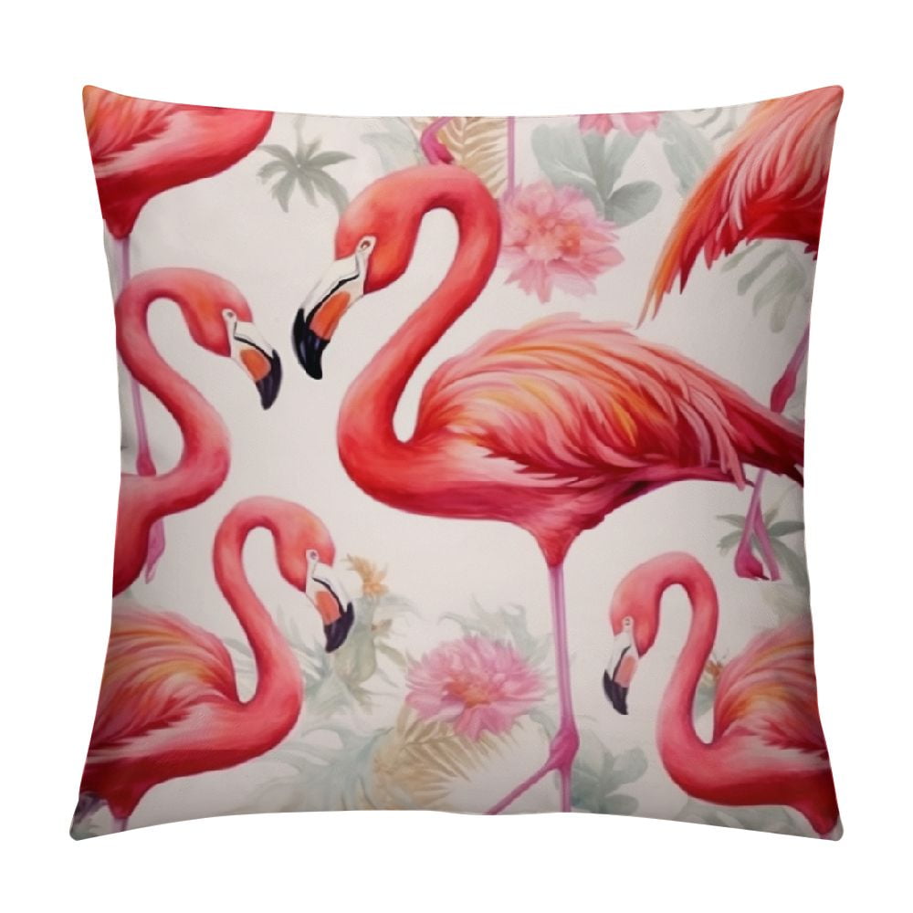 GOSMITH Watercolor Pink Flamingo Throw Pillow Covers,Tropical Bird ...