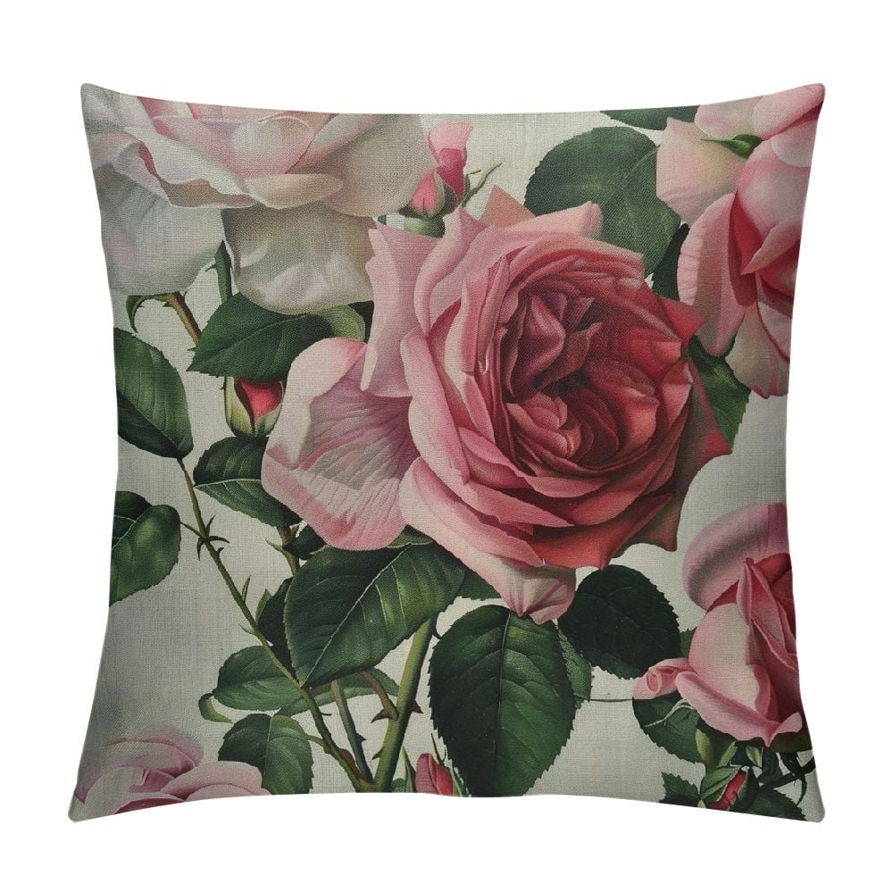 GOSMITH Watercolor Roses Throw Pillow Cover Elegant Floral Bud Petal ...