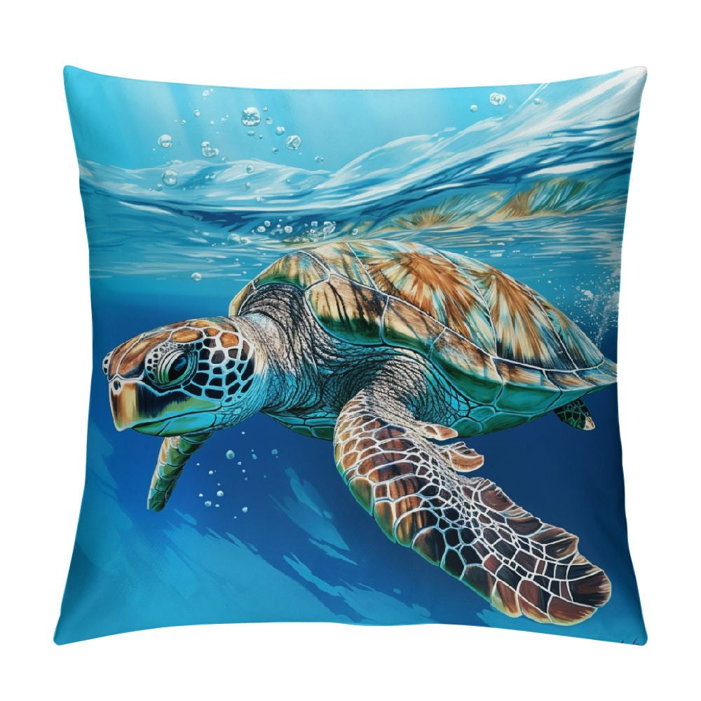 GOSMITH Watercolor Sea Turtle Rustic Farmhouse Style Decorative Throw ...