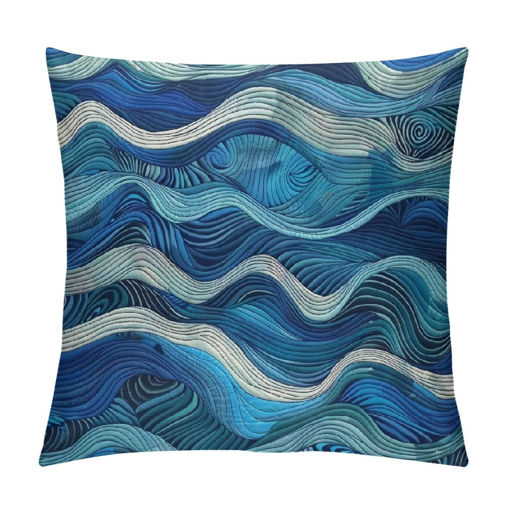 GOSMITH Wave Pillows Ocean Sea Water Gradient Blue Beach Waves Lines ...