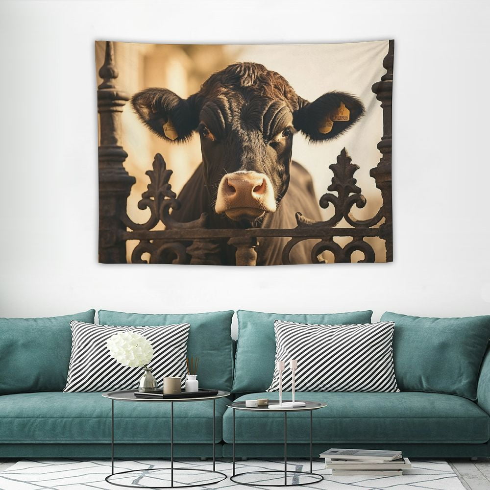 GOSMITH Western Longhorn Cow Tapestry, Rustic Farmhouse Bull Highland ...