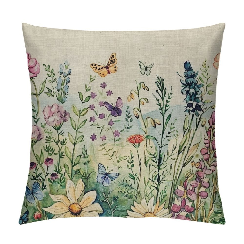 Leisuo Wildflower Flower Throw Pillow Cover Floral Outdoor Spring