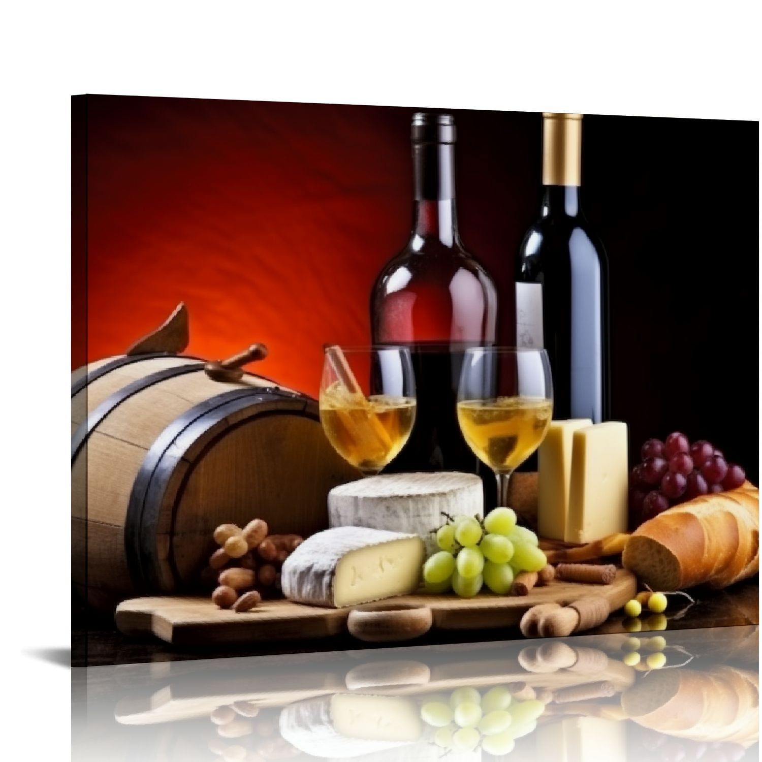 GOSMITH Wine, Drinks, Barrel, Bread, Stemware, Bottle Canvas Art Poster ...