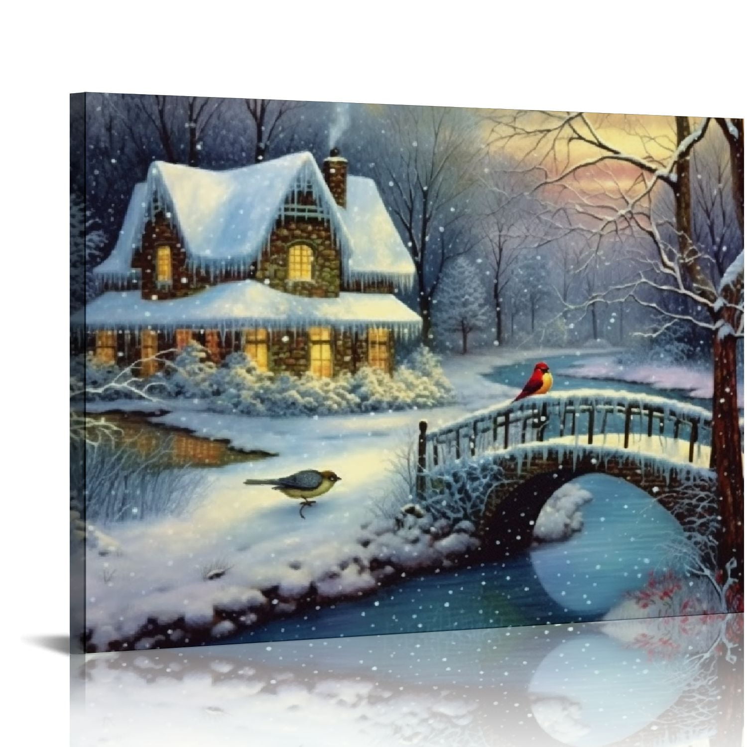 GOSMITH Winter Scene Canvas Print Wall Art Prints Featuring Snow and ...
