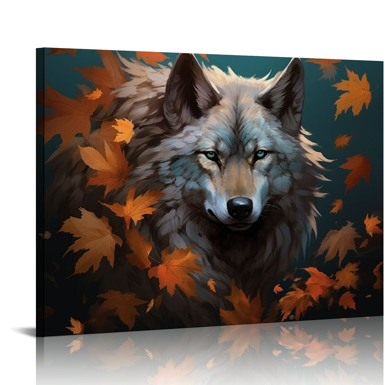 GOSMITH Wolf And Nature Watercolor Art Print, Wolf And Nature Wall Art ...