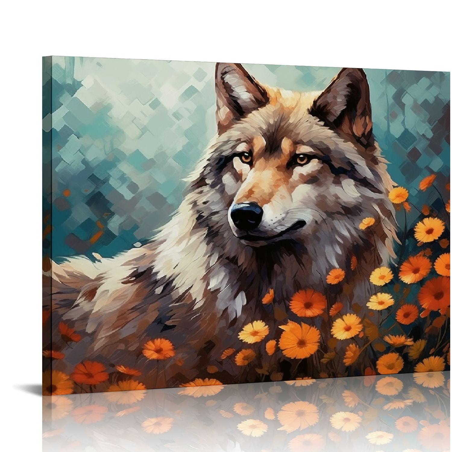 GOSMITH Wolf And Nature Watercolor Art Print, Wolf And Nature Wall Art ...