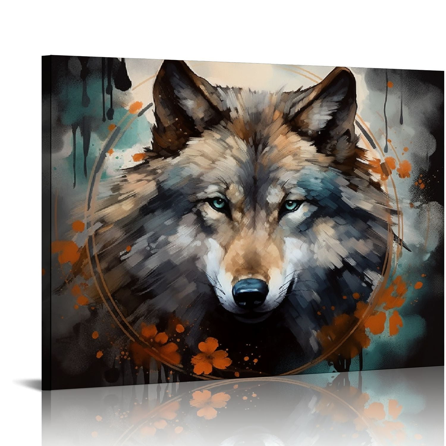 GOSMITH Wolf And Nature Watercolor Art Print, Wolf And Nature Wall Art ...