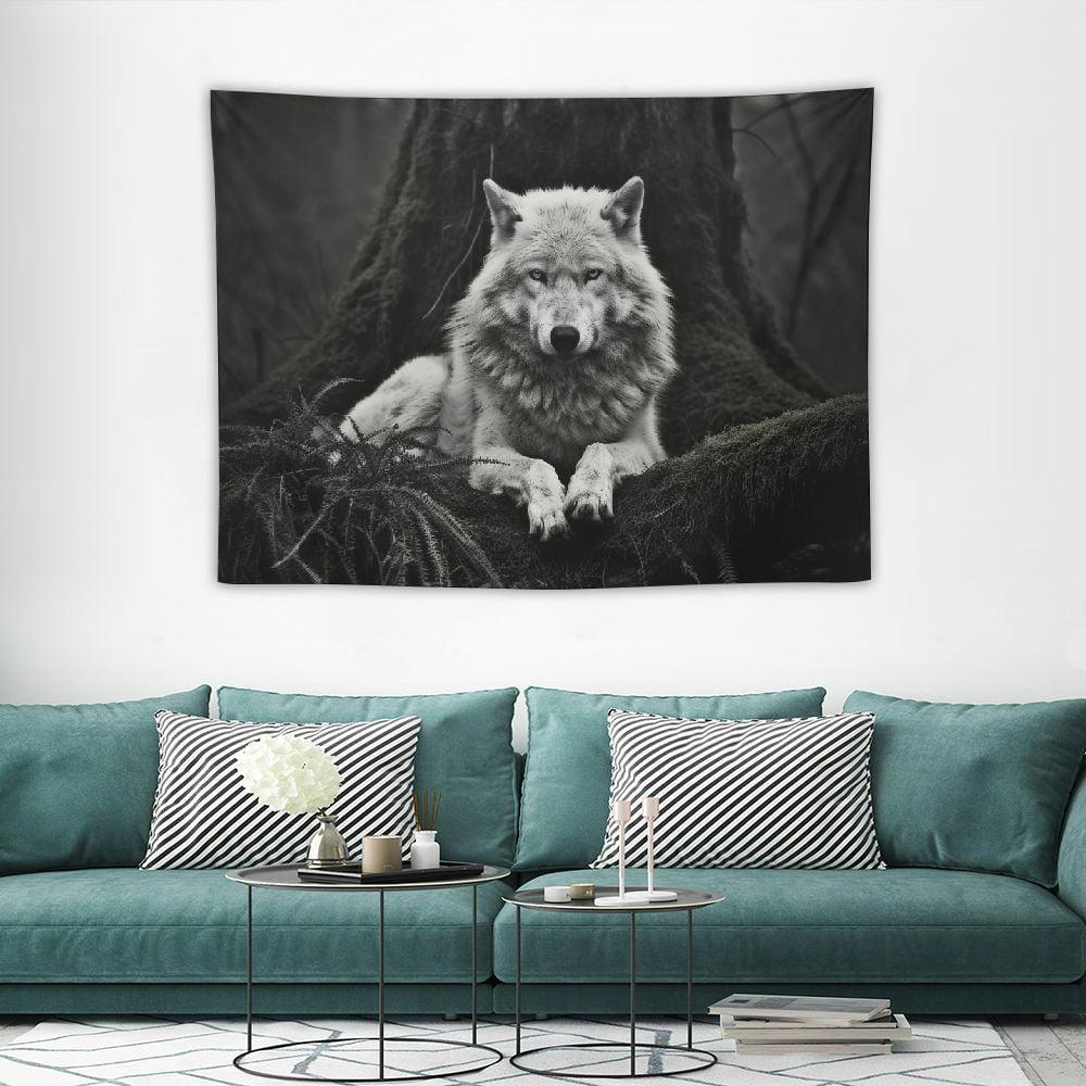 GOSMITH Wolf Wall Decor Forest Lone Wolf Fabric Tapestry Throw Dorm ...