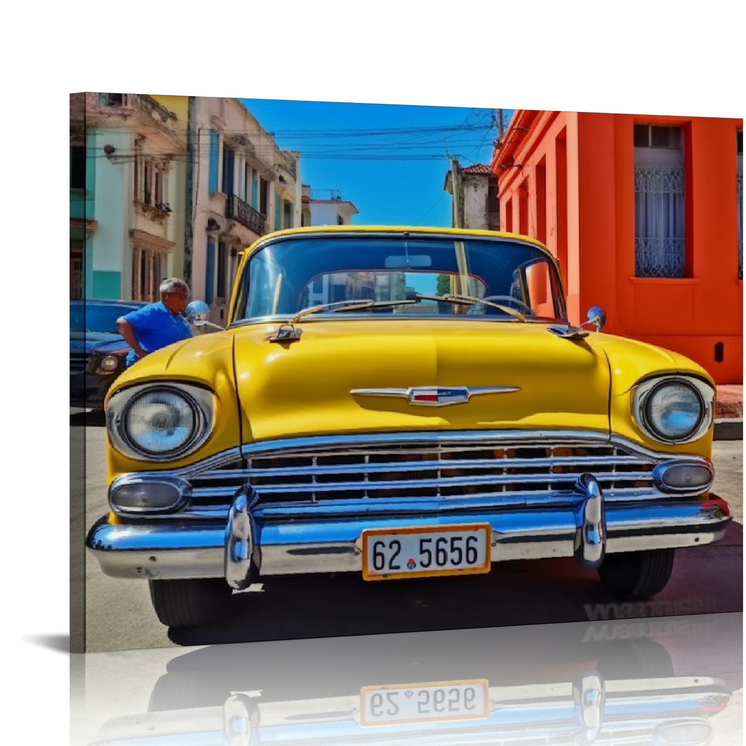 GOSMITH Yellow Cuban Taxi Canvas Wall Art - Walmart.com