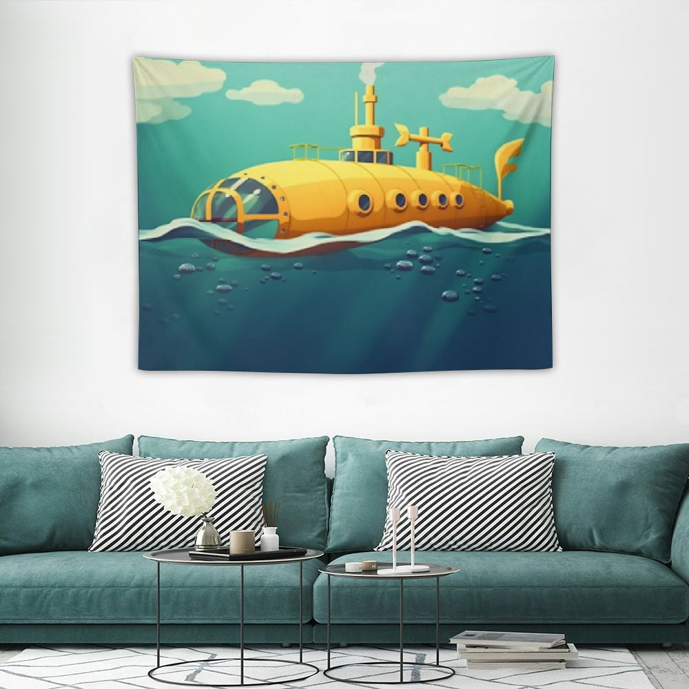 GOSMITH Yellow Submarine Decor Tapestry, Illustration of a Submarine ...
