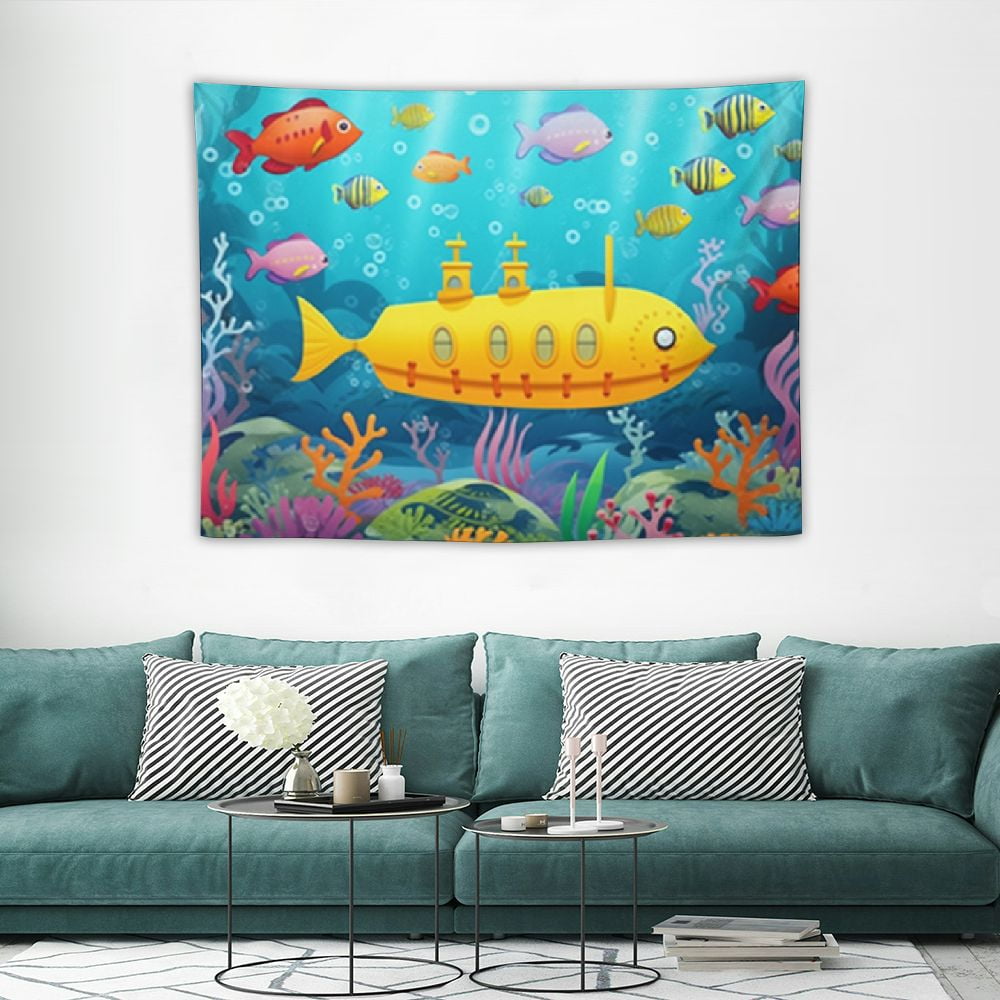 GOSMITH Yellow Submarine Tapestry, Coral Reef Colorful Fish Ocean Life ...