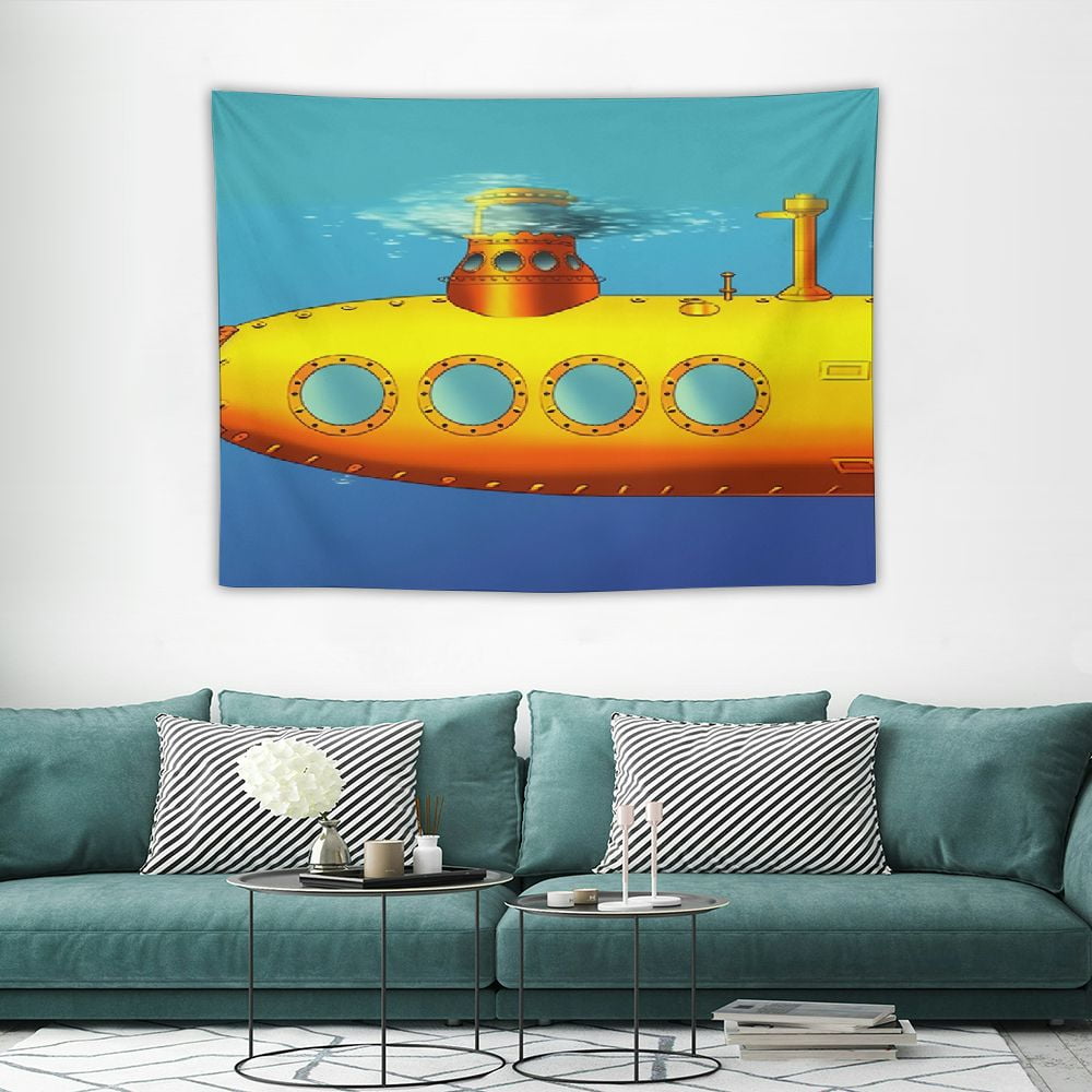 GOSMITH Yellow Submarine Tapestry, Sea Theme a Submarine on the White ...