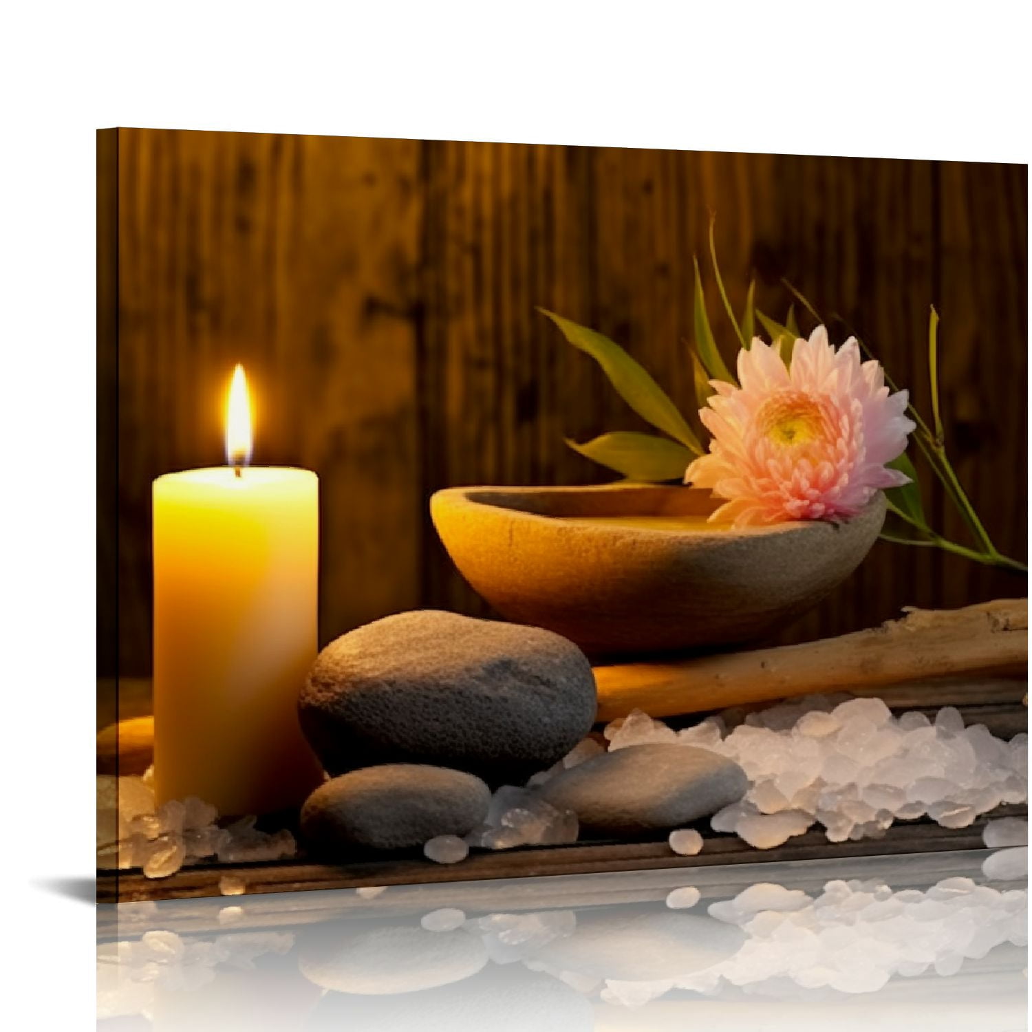 GOSMITH Zen Canvas Wall Art Print White Lotus and Zen Stones Painting ...