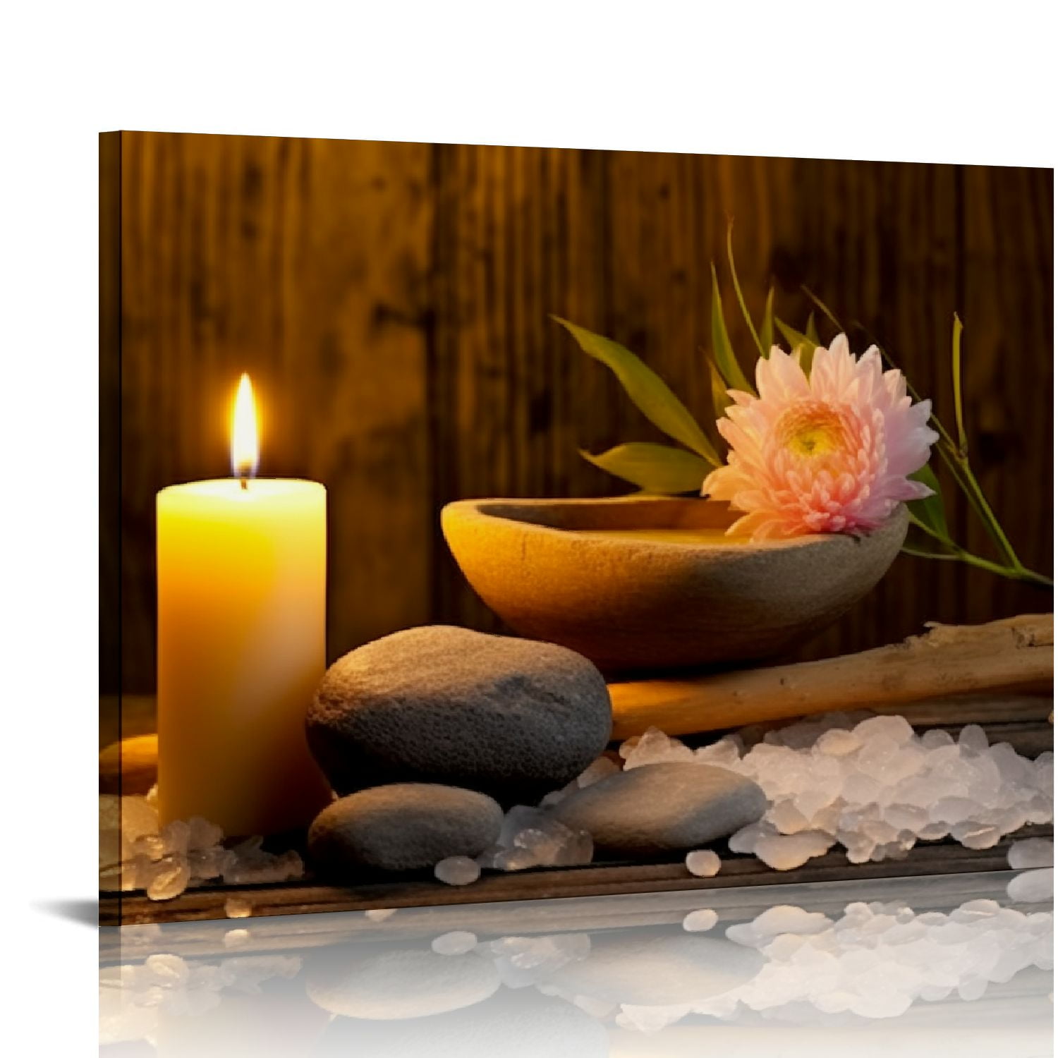 GOSMITH Zen Canvas Wall Art Print White Lotus and Zen Stones Painting ...