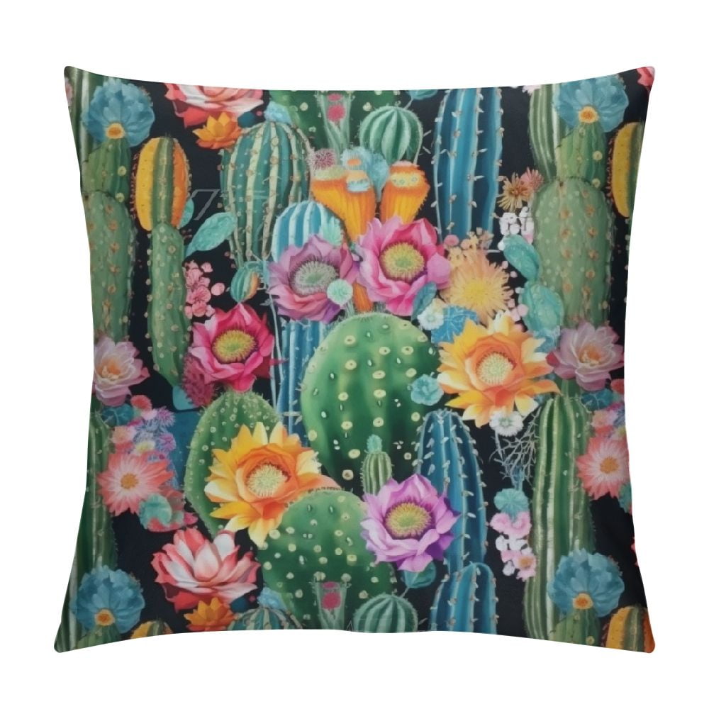 GOSMITH Blooming Cactus Pillow Sham Cacti Succulents Colorful Flowers ...