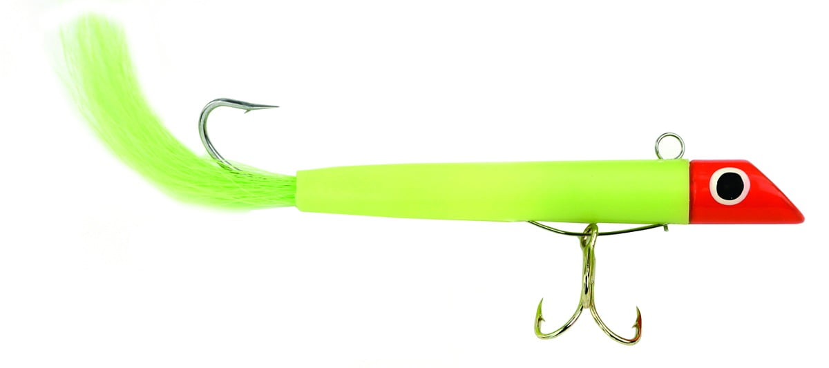 GOT-CHA 100 Series Fishing Plug Lure w/ Bucktail, Chartreuse w/ Red ...