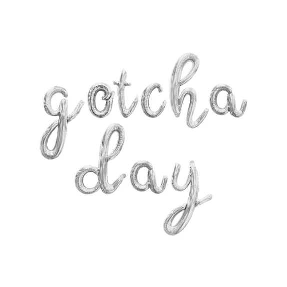 GOTCHA DAY Cursive Letter Balloon Banner - Adoption Day Party Supply ...