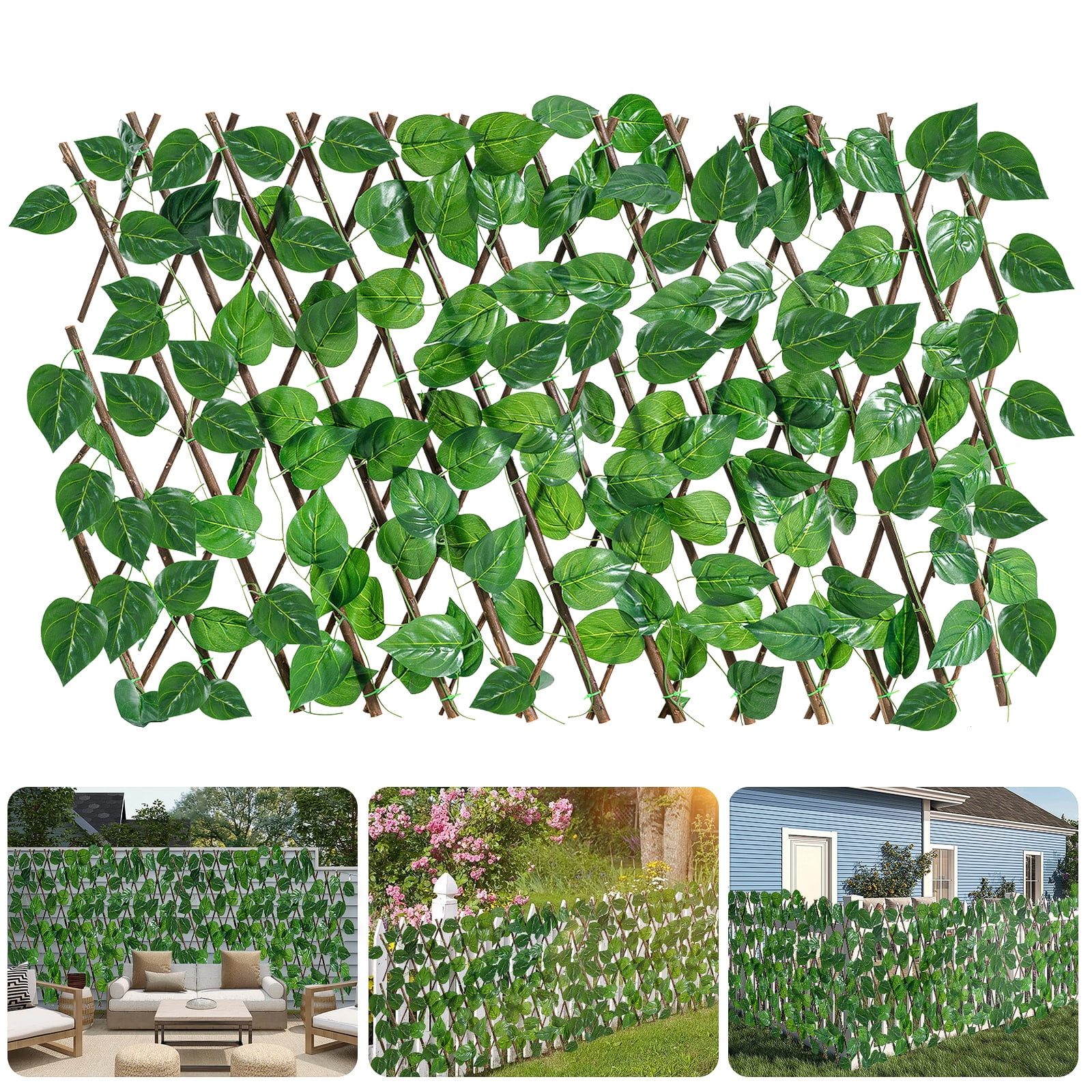 GOTGELIF 27x27 inch Expandable Artificial Ivy Leaf Fence, UV Protected ...