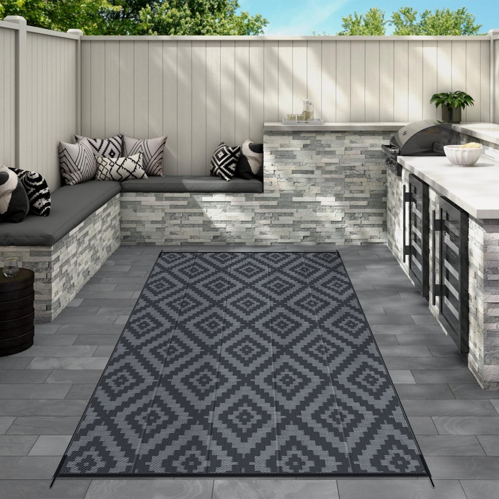 Bshapplus Outdoor Rug 6x9 ft Waterproof Patio Area Rug Reversible ...